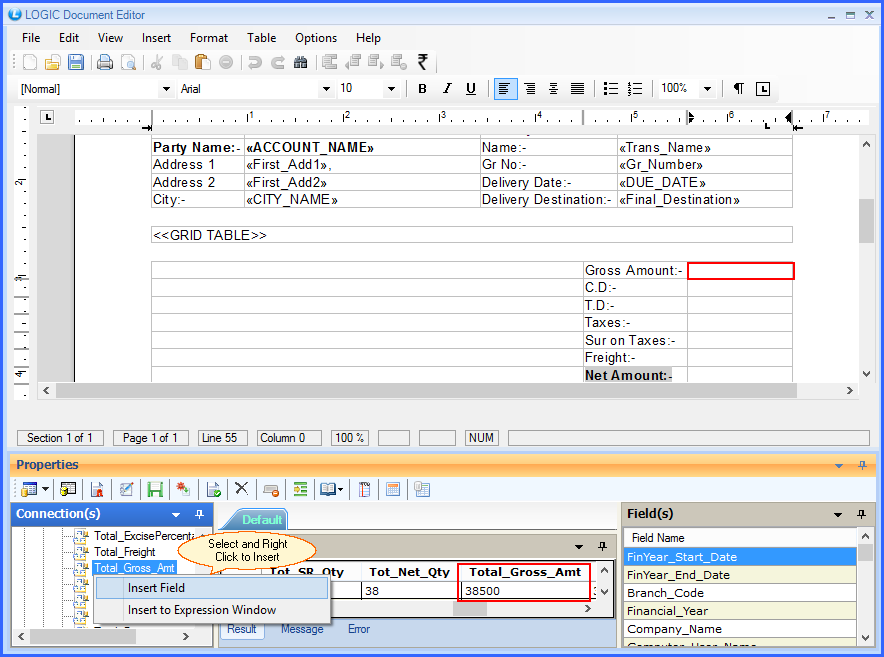 Sale Bill Print Designer (.Net) > How to Design Sale Bill? > Footer