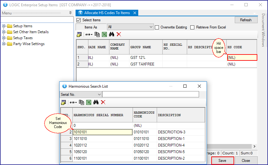 Welcome to LOGIC HSN Codes (GST) User Guide > Allocate Items to ...