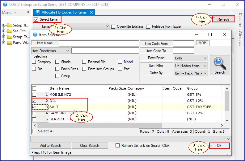 Welcome to LOGIC HSN Codes (GST) User Guide > Allocate Items to ...