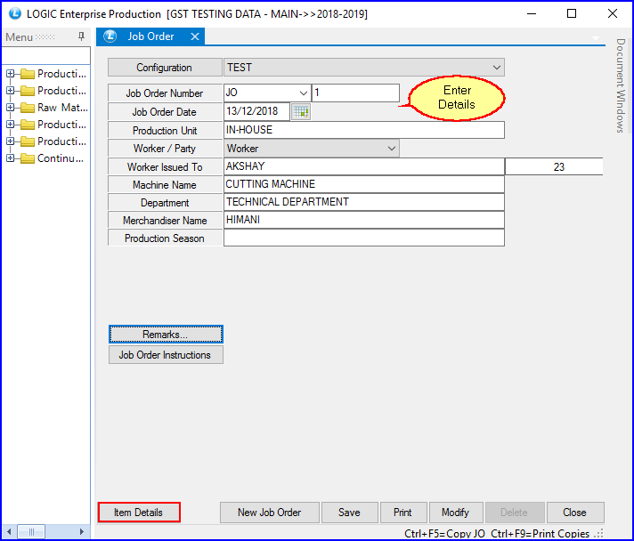 Production > Production Process > Job Order