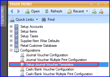 Accouting Transactions/Vouchers > Journal Voucher > Templates Feature
