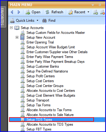 Accouting Transactions/Vouchers > TDS (Tax Deducted At Source)