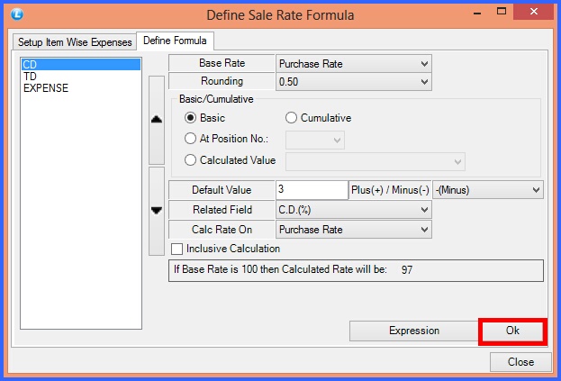Define Rate Formulas