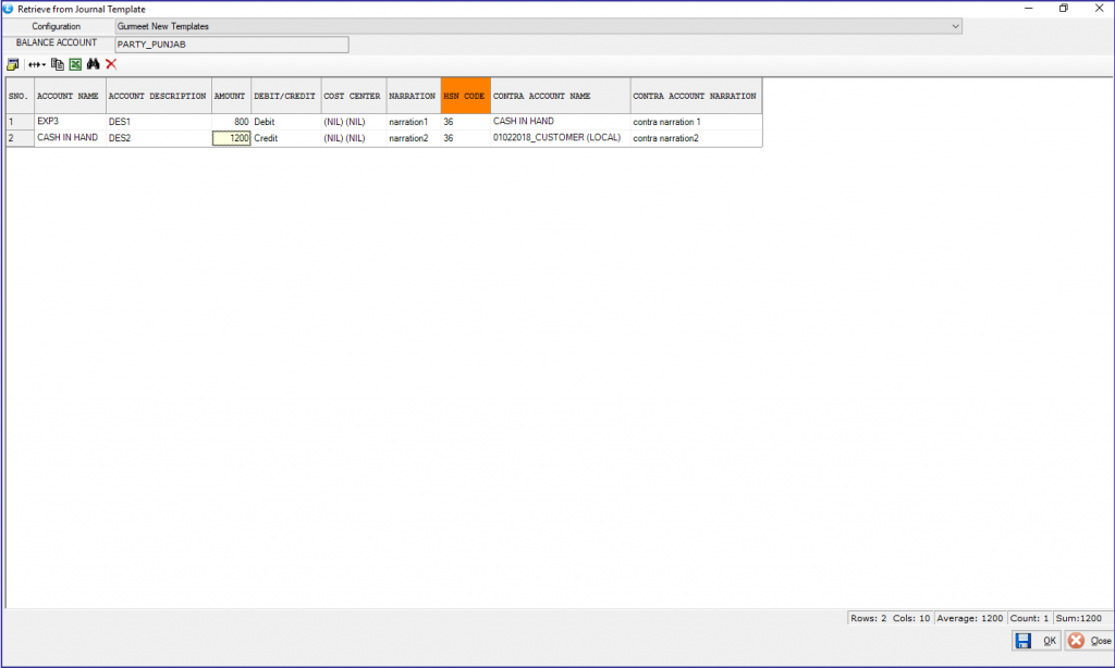 Contra Account Name Column added in Setup Journal Voucher Template - Blog